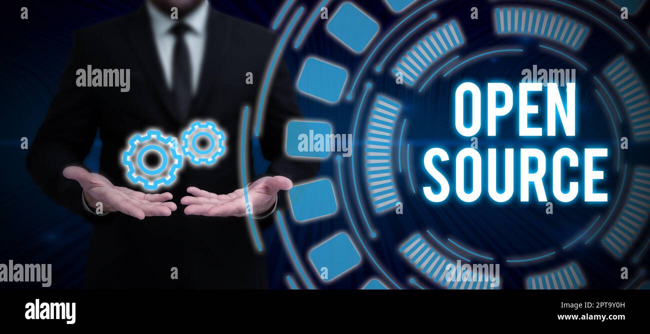 Conceptual display Open Source, Internet Concept contains the source code that can be modified ...