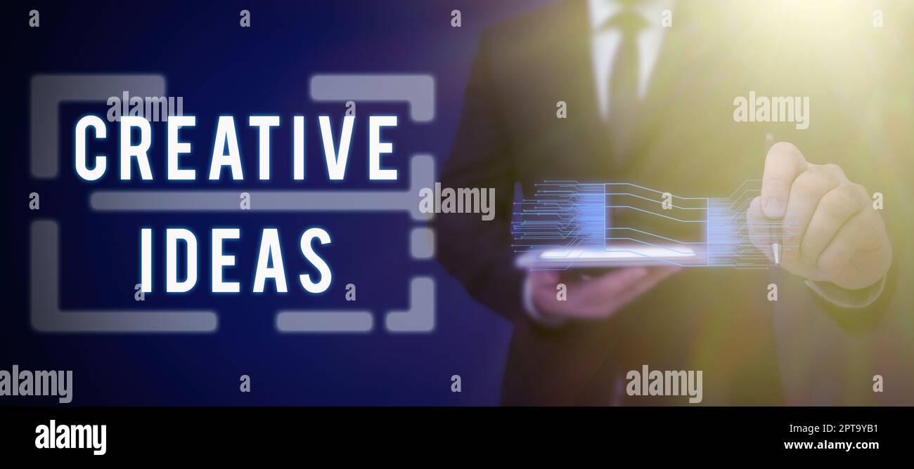 Conceptual caption Creative Ideas, Business overview Unique strategy ...