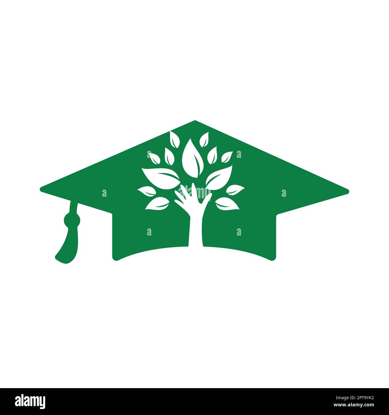 Education insurance and support logo concept. Graduation cap and hand ...
