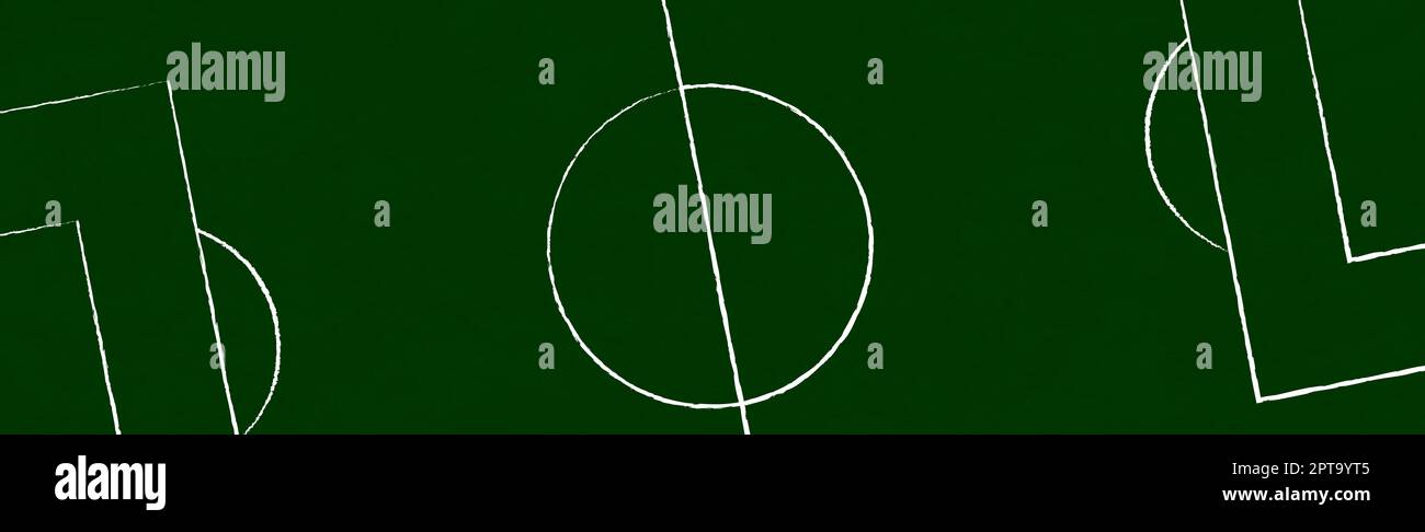 Panoramic chalkboard background with painted official football markings ...