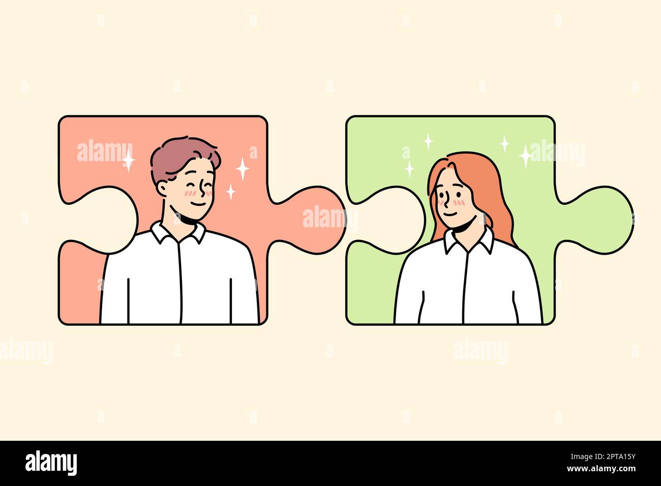 Jigsaw puzzles with man and woman connecting. Concept of couple ...