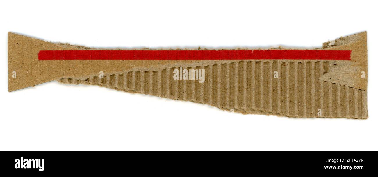red easy open strip on corrugated cardboard packet Stock Photo - Alamy
