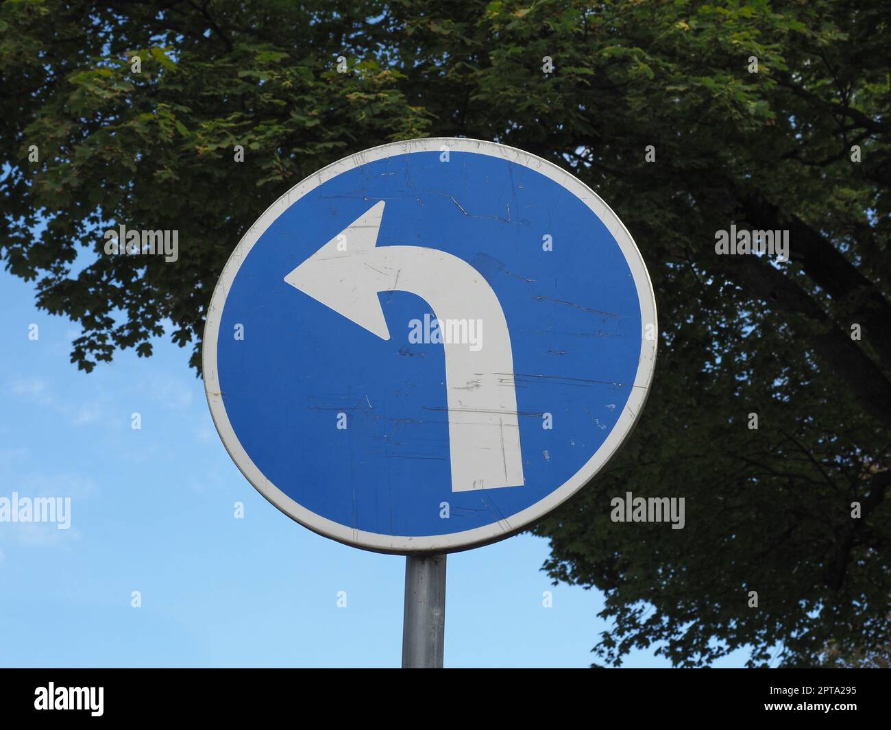 Regulatory signs, turn left ahead traffic sign Stock Photo - Alamy