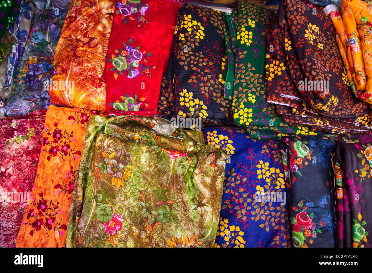 Colorful Textile Printed Fabrics of Women's Wear Background Texture ...