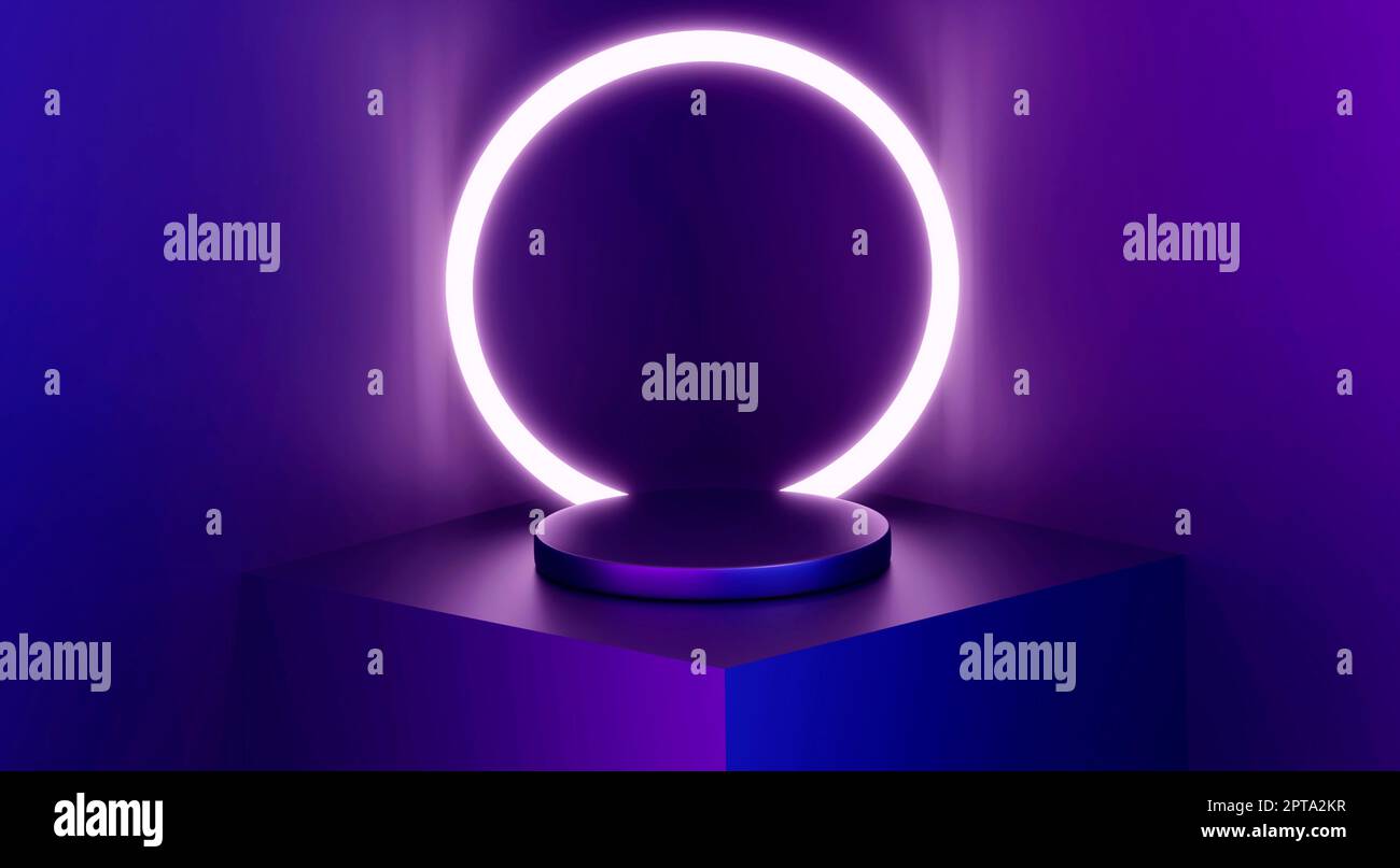 Abstract purple neon glowing rings hi-res stock photography and images ...