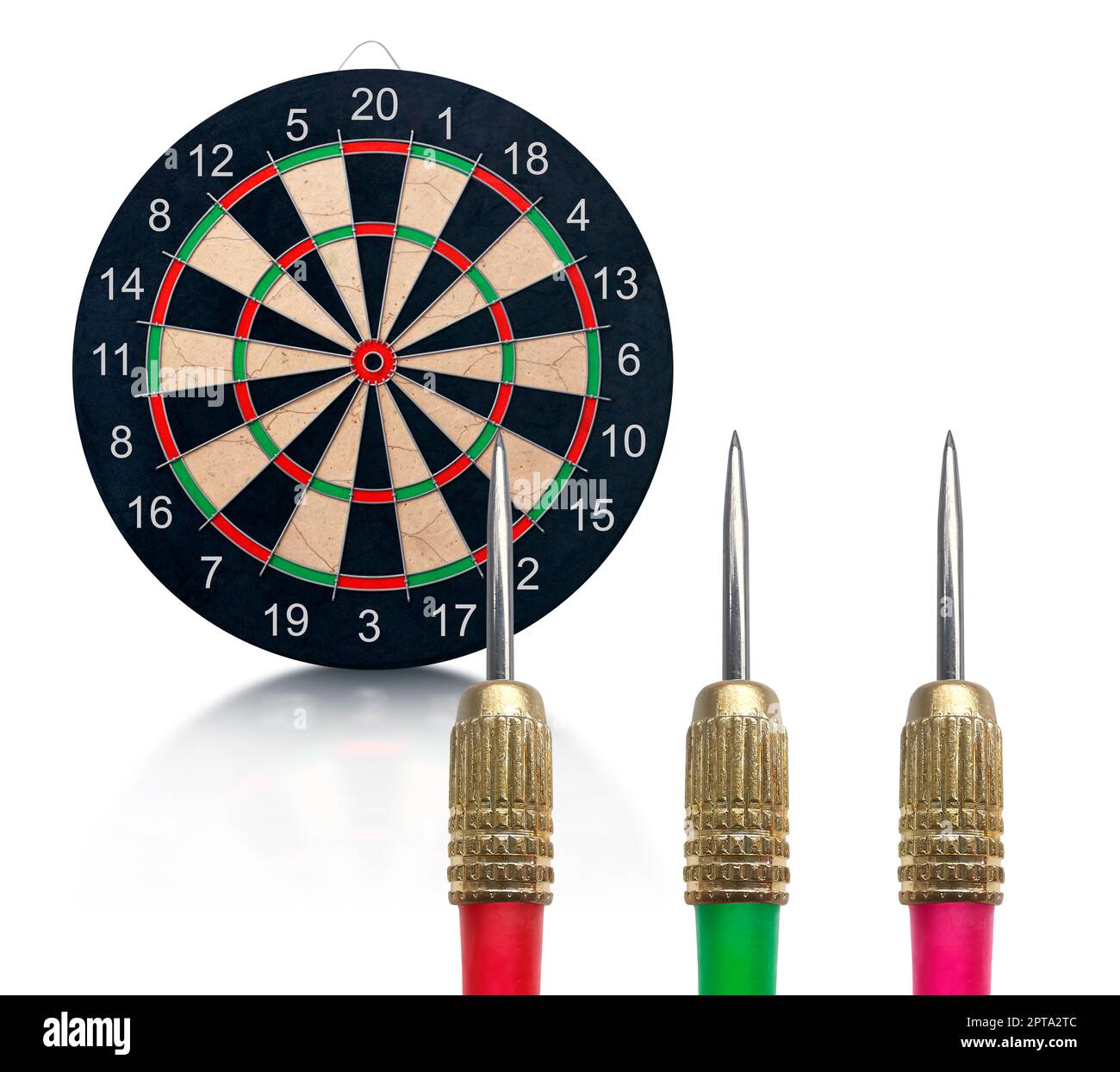 Darts with dartboard on white background Stock Photo - Alamy