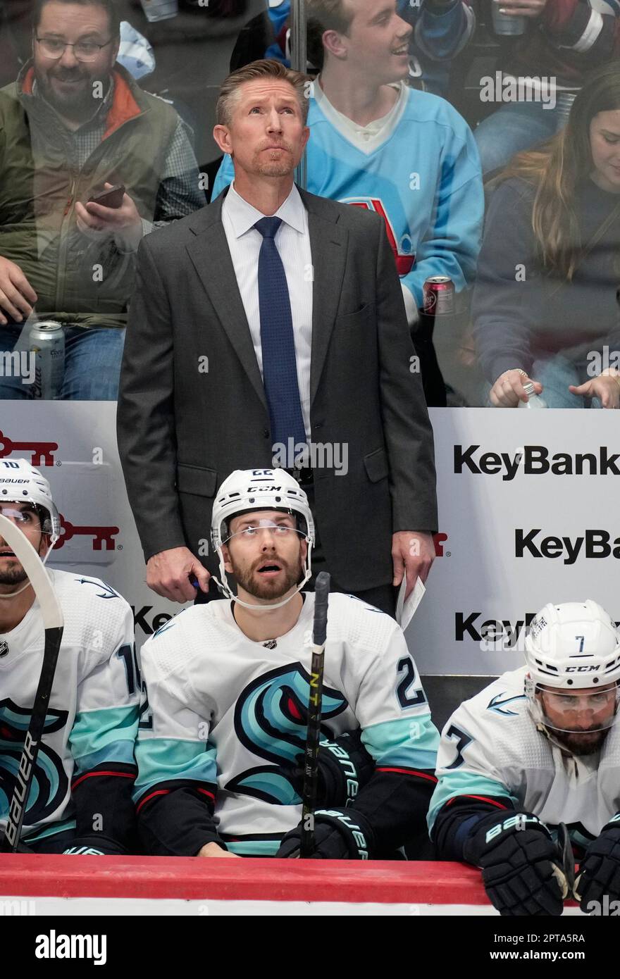 Seattle Kraken head coach Dave Hakstol in the third period of Game 5 of ...