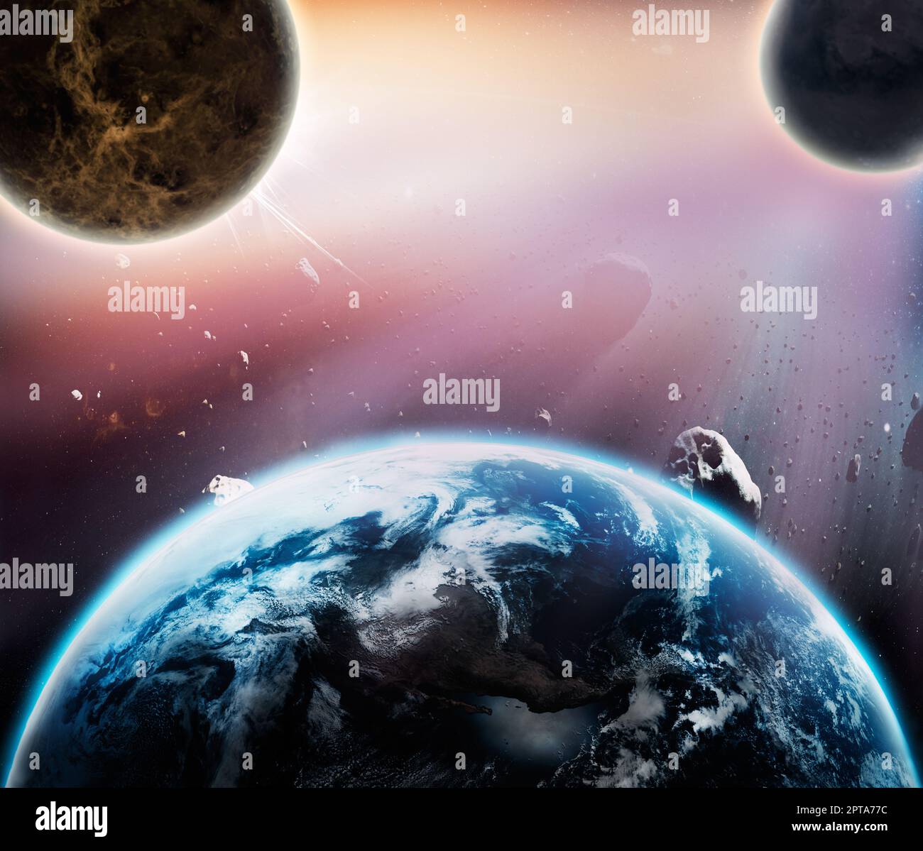 The marvel of interplanetary travel. Image of three planets in close ...