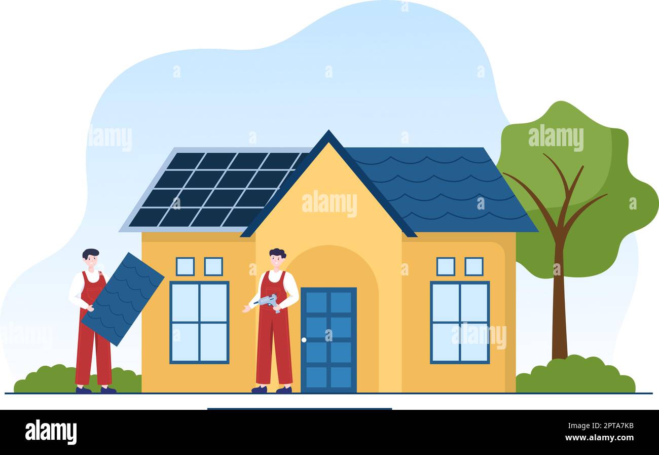 Roofing Construction Workers Template Hand Drawn Cartoon Flat ...