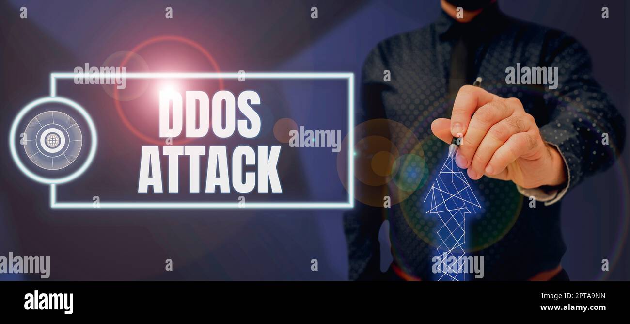 Sign displaying Ddos Attack, Concept meaning disturbed access to the ...