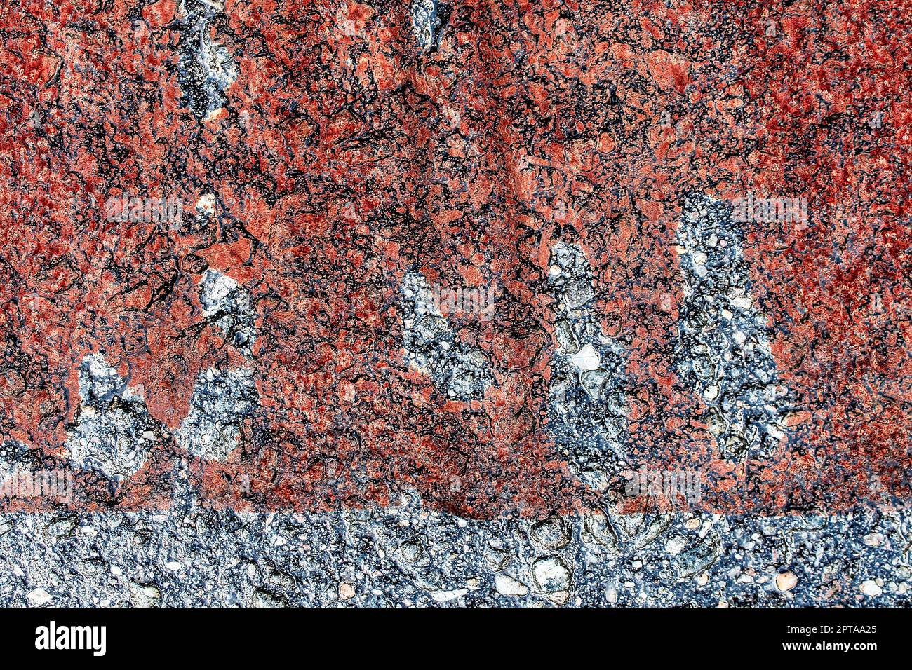 Detailed close up surface of rusty metal and stone with lots of ...