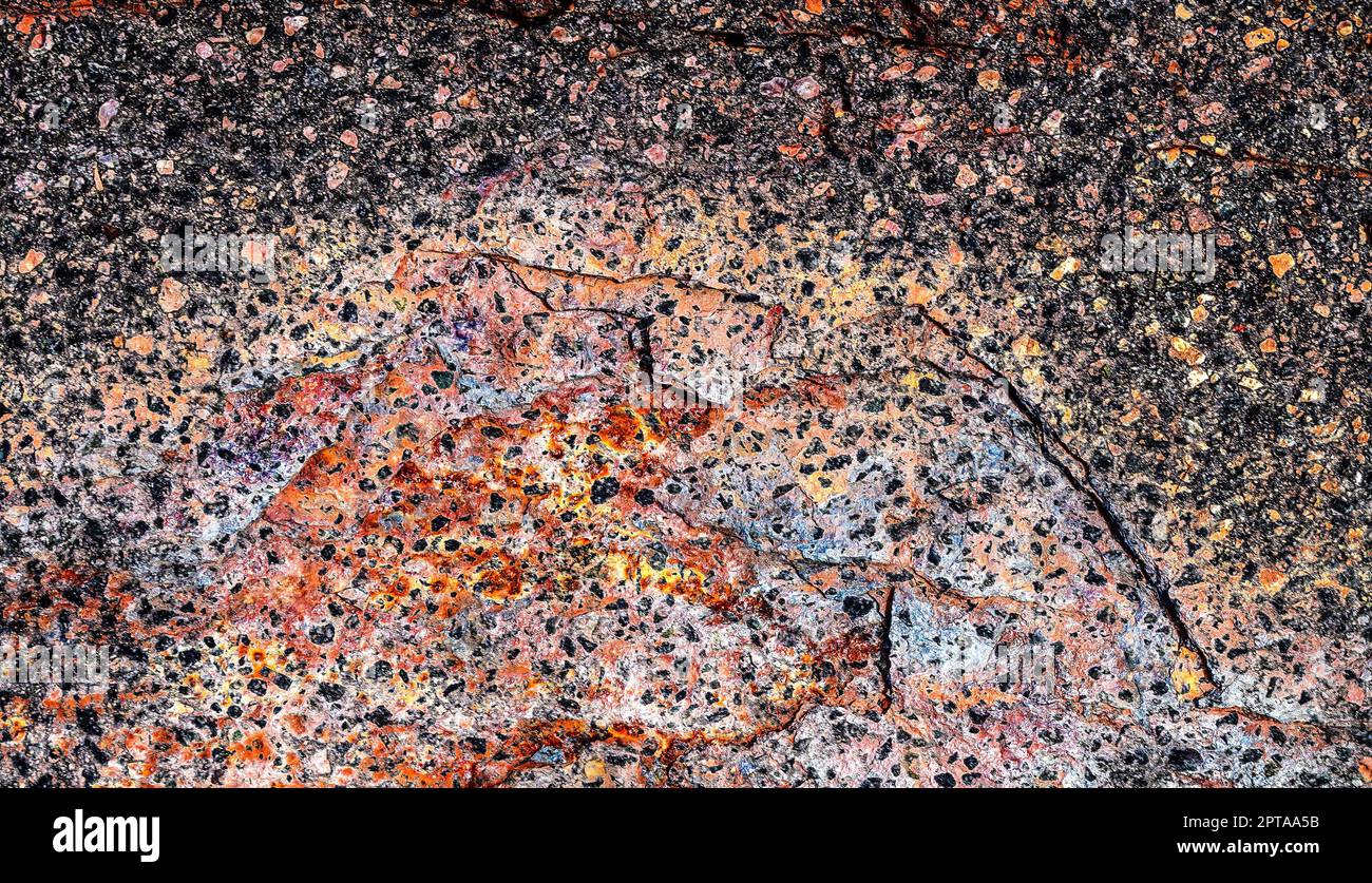 Detailed close up surface of rusty metal and stone with lots of ...