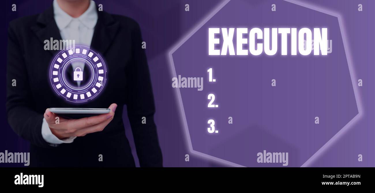 Hand writing sign Execution, Business idea single instance witnessing ...