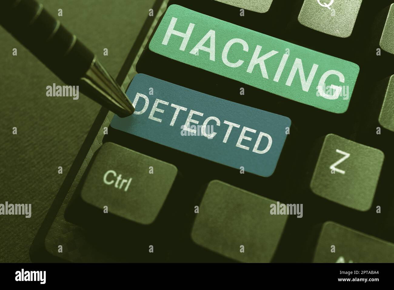 Sign displaying Hacking Detected, Internet Concept activities that seek ...