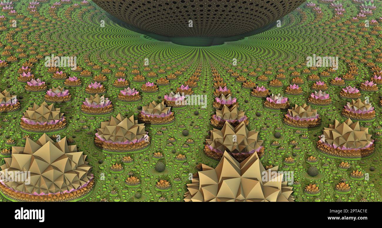 the crystal surface of an alien planet under an alien sun 3d rendering ...