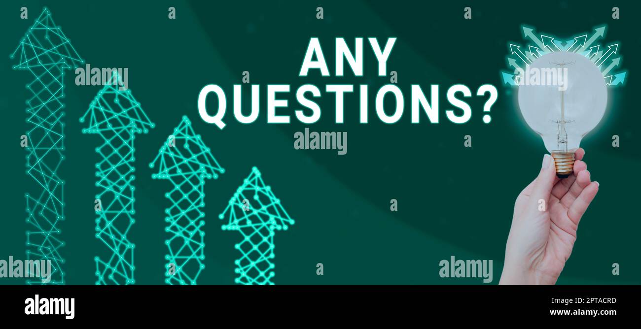 Text showing inspiration Any Questions Question, Business showcase ...