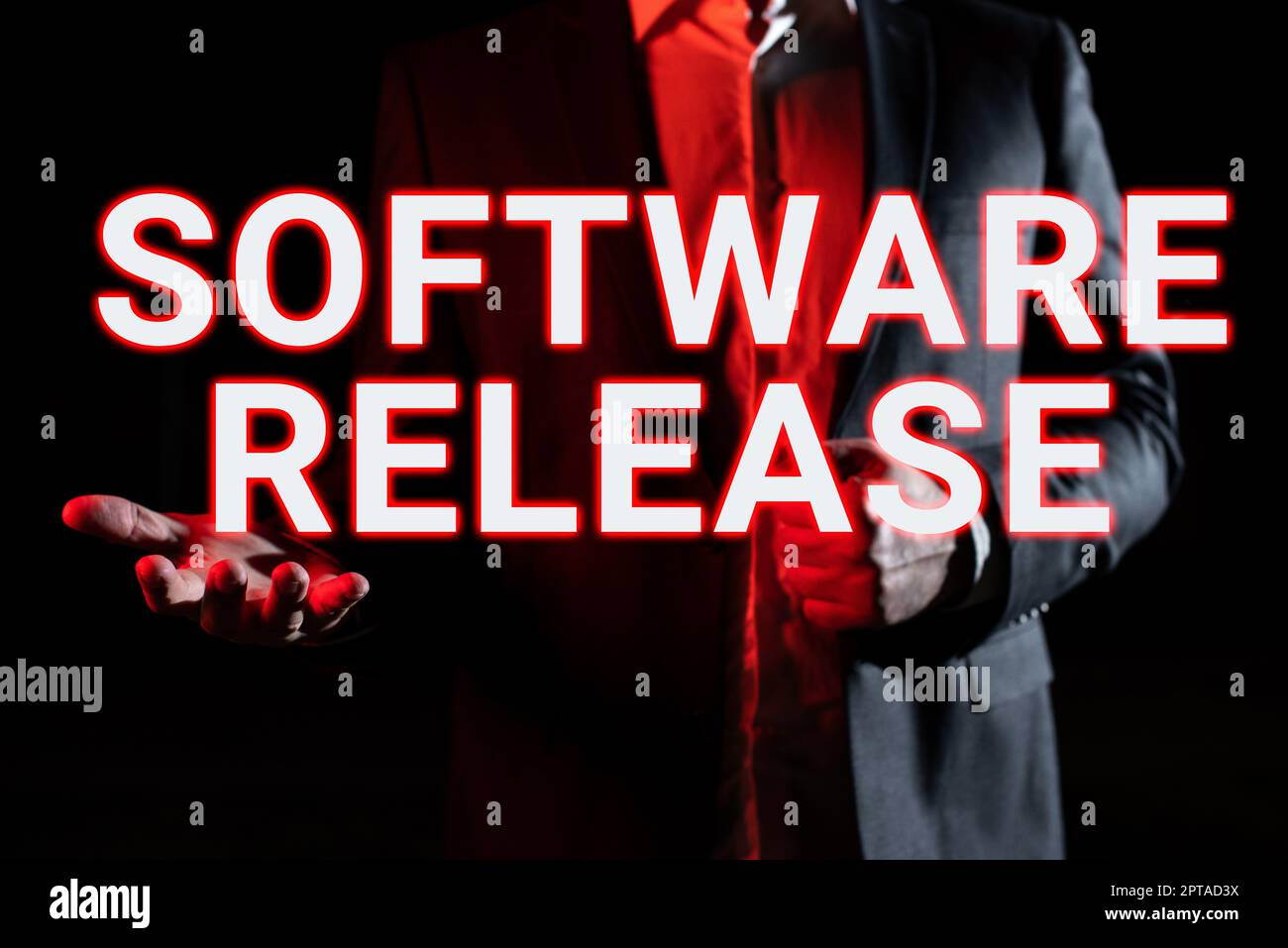 Hand writing sign Software Releasesum of stages of development and ...