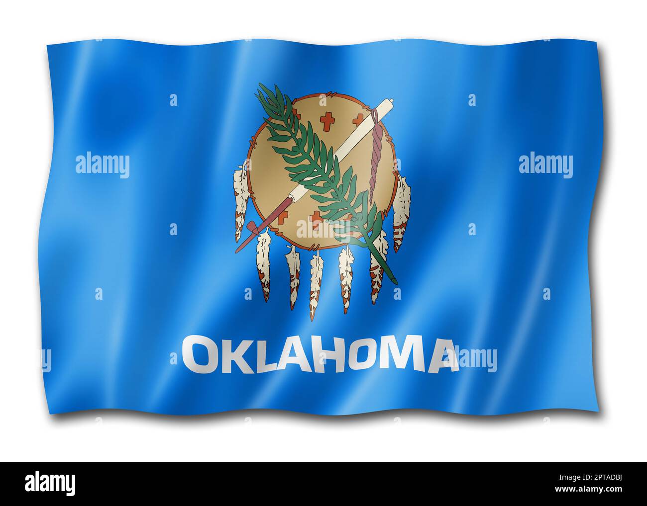 Oklahoma flag, united states waving banner collection. 3D illustration ...