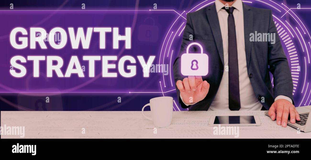 Text showing inspiration Growth StrategyStrategy aimed at winning ...