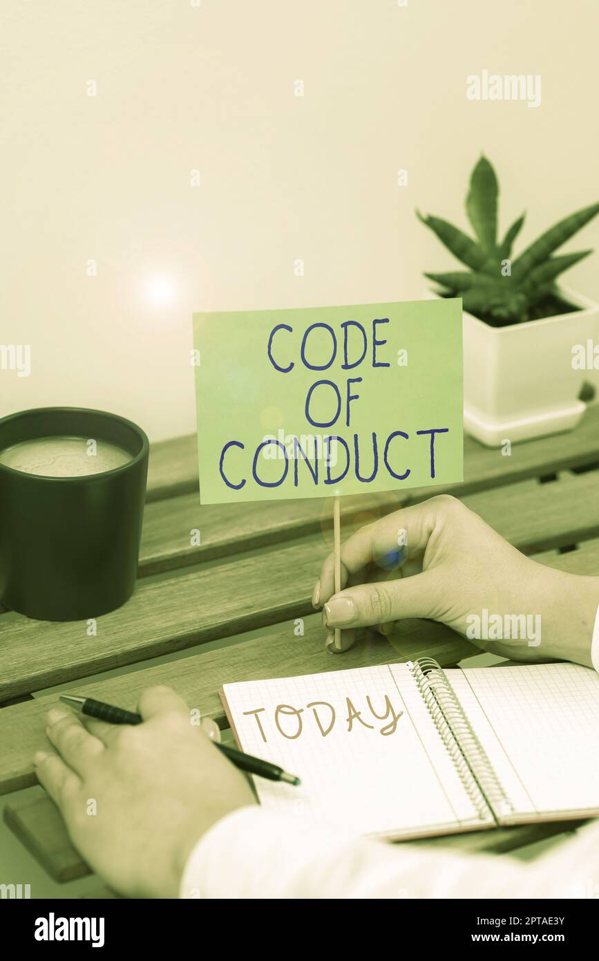 Inspiration showing sign Code Of Conduct, Business approach set of ...