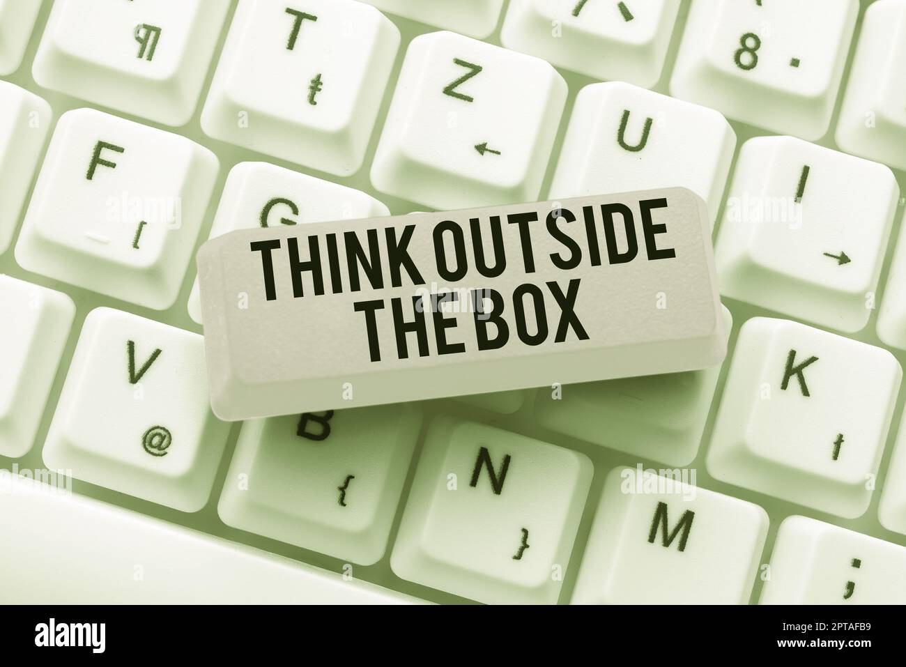 Hand writing sign Think Outside The BoxBe unique different ideas bring ...