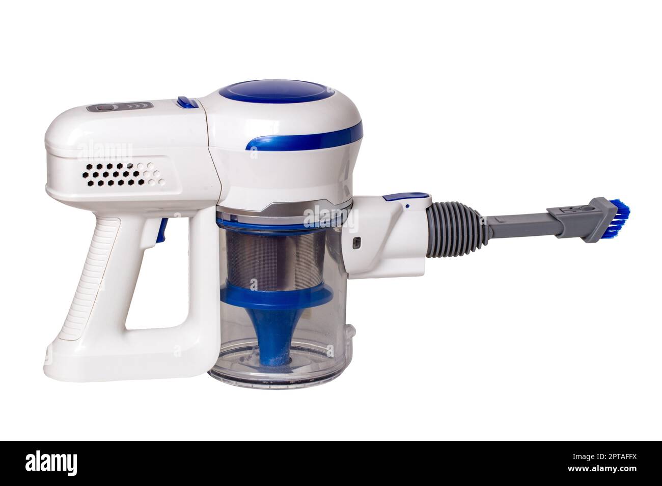 Vacuum cleaner isolated. Closeup of a modern cordless battery-powered ...