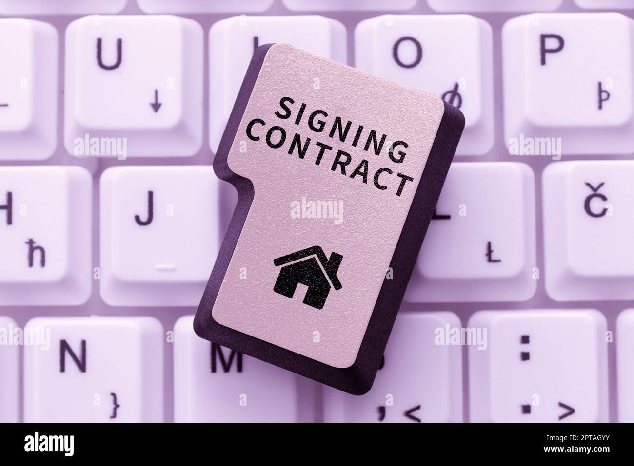 Hand writing sign Signing Contract, Concept meaning keeping the website ...