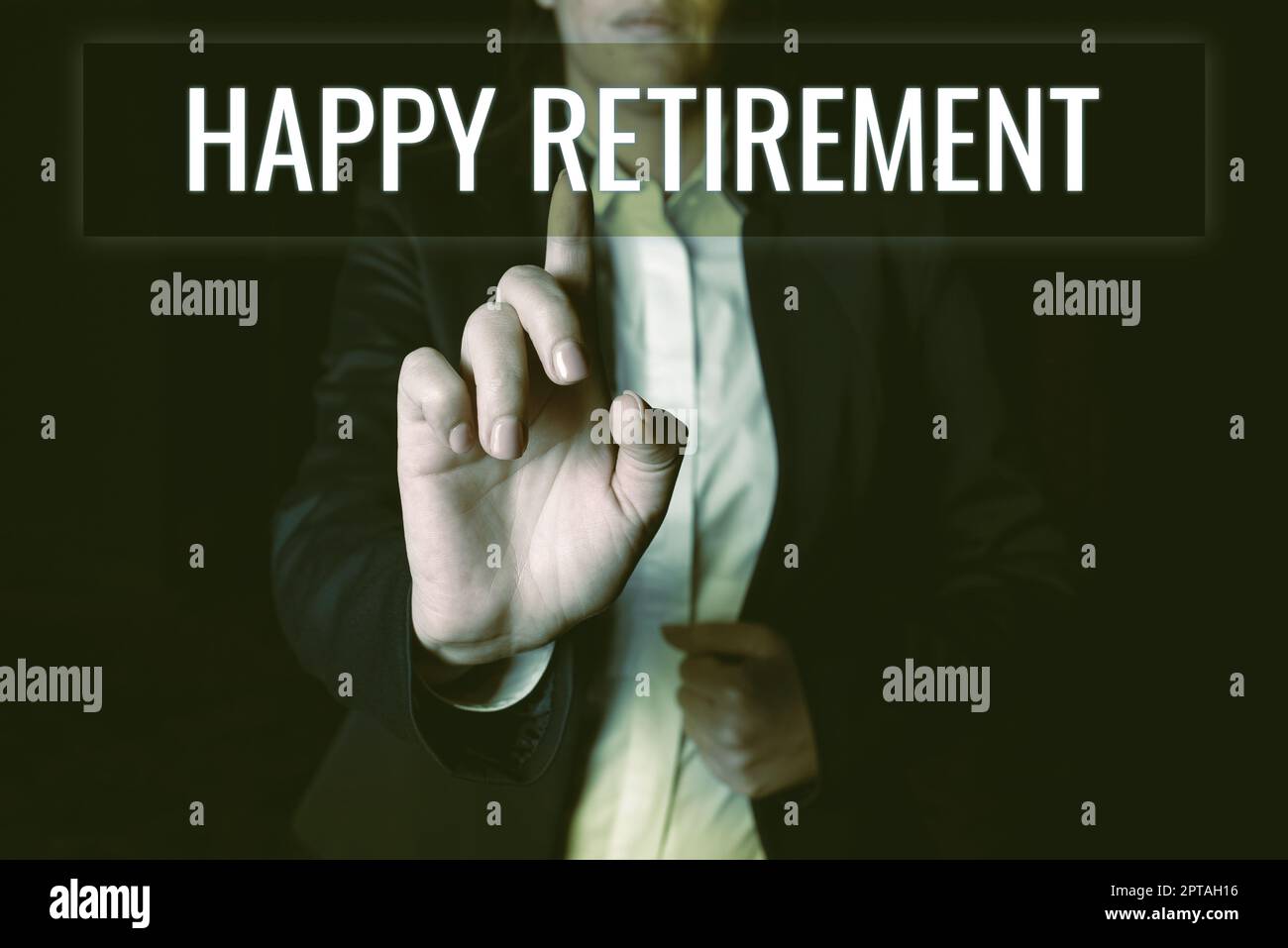 Sign displaying Happy Retirement, Business overview account or ...