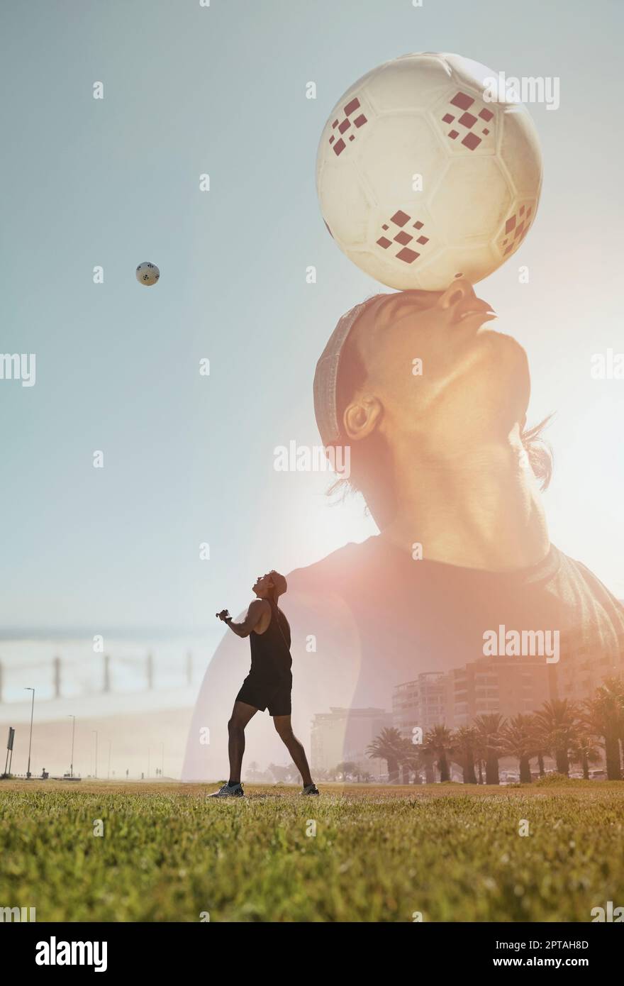Balance soccer ball on head hi-res stock photography and images - Alamy