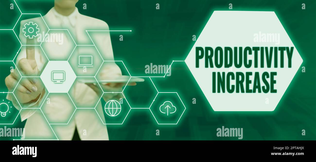 Hand writing sign Productivity Increase, Word Written on get more ...