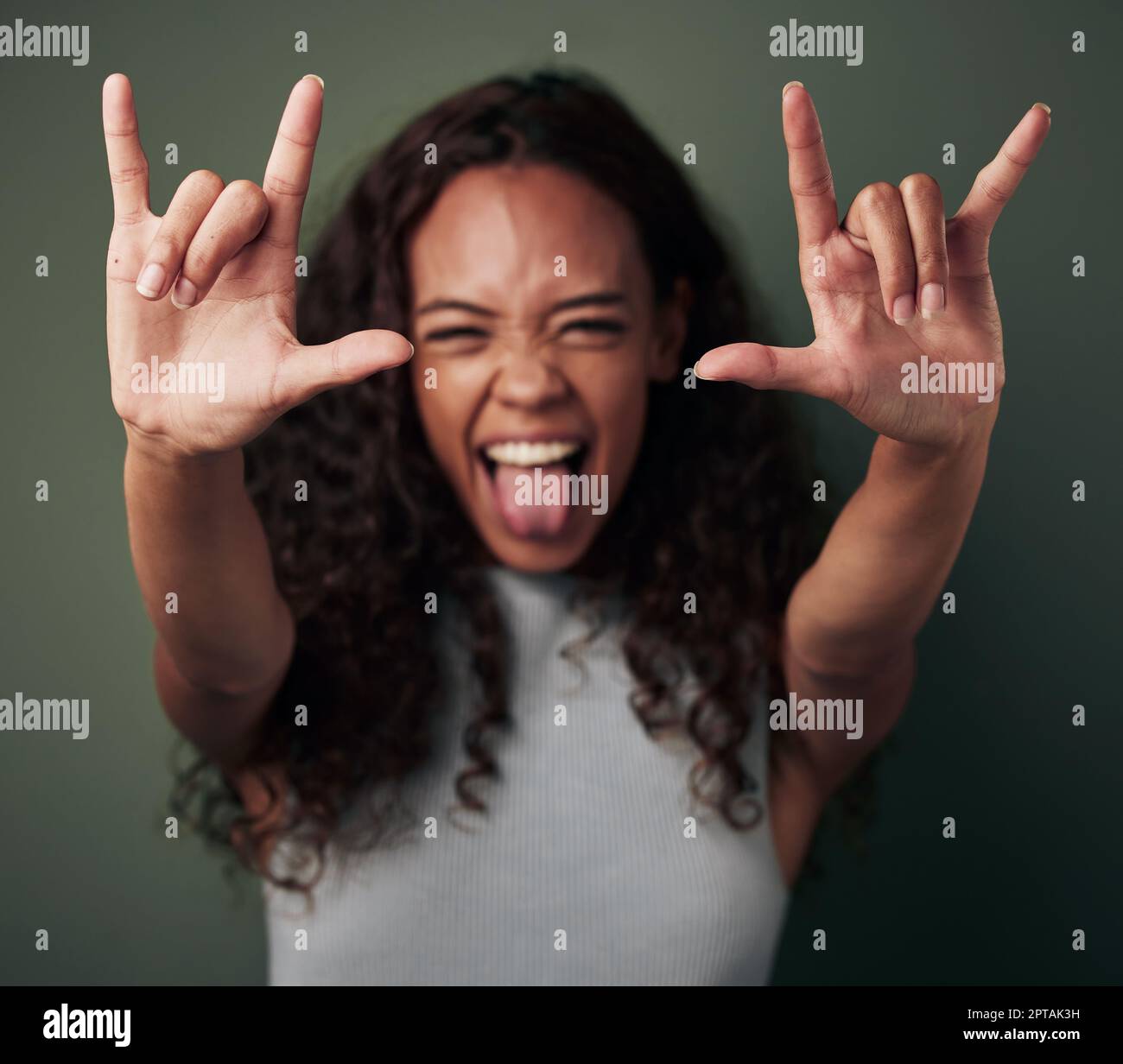 Hand making rock roll sign hi-res stock photography and images - Alamy