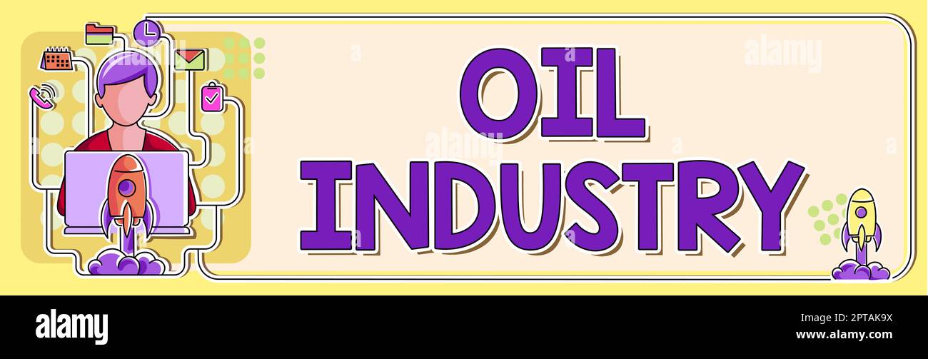 Hand writing sign Oil Industry, Concept meaning Exploration Extraction ...