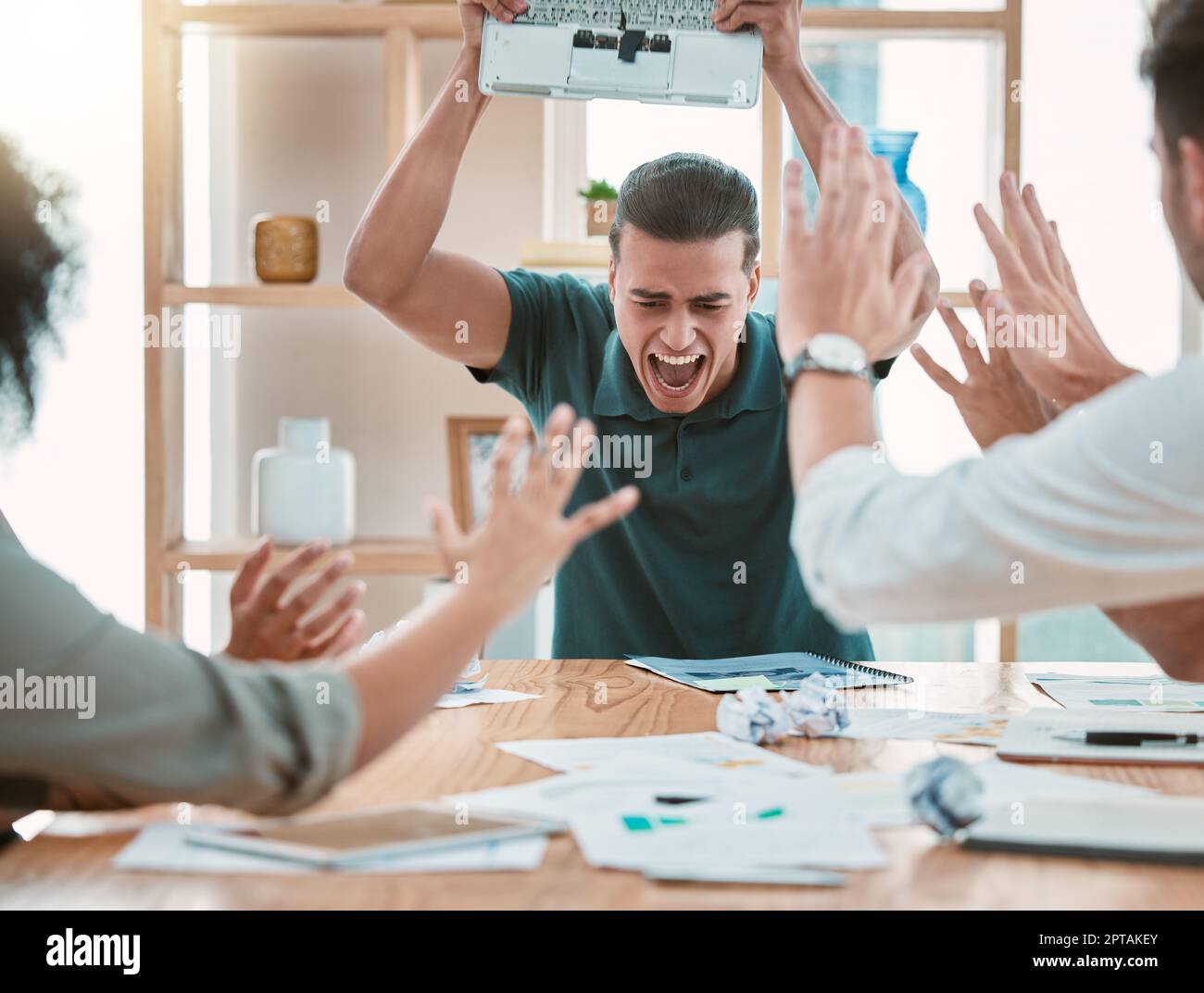 Angry furious businessman working on hi-res stock photography and ...