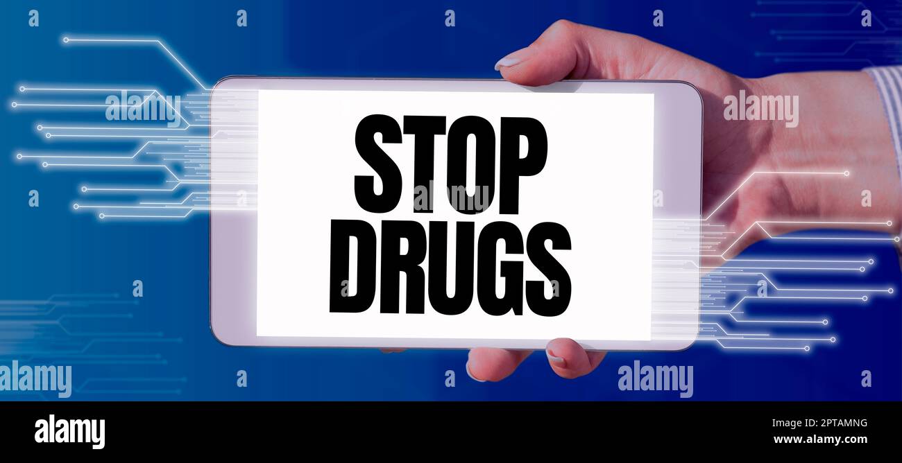 Handwriting text Stop Drugs, Word for the process of discontinuing or ...