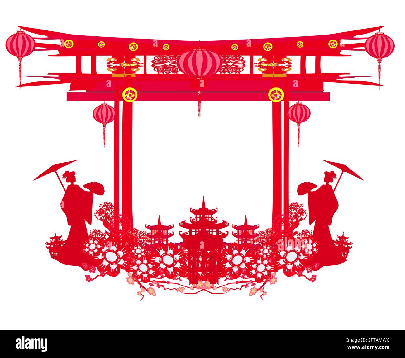 Abstract decorative frame with Asian girl Stock Photo - Alamy