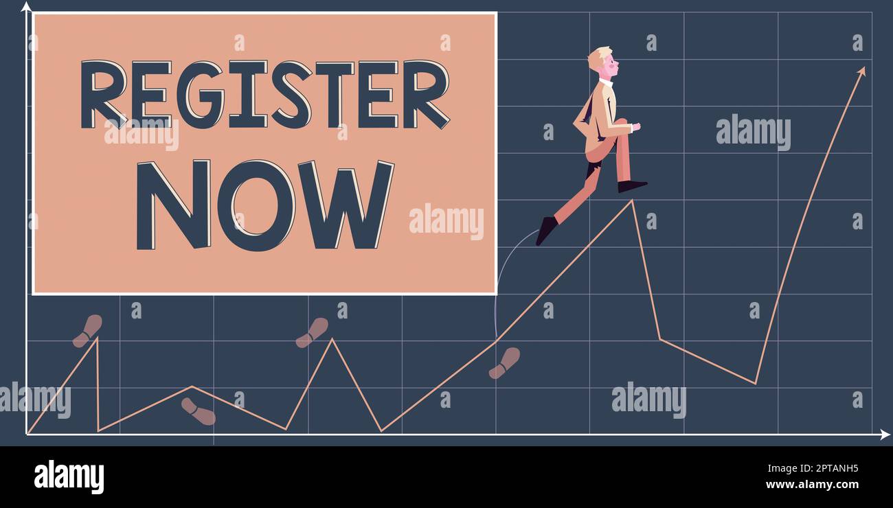 Text showing inspiration Register Now, Conceptual photo Name in an ...