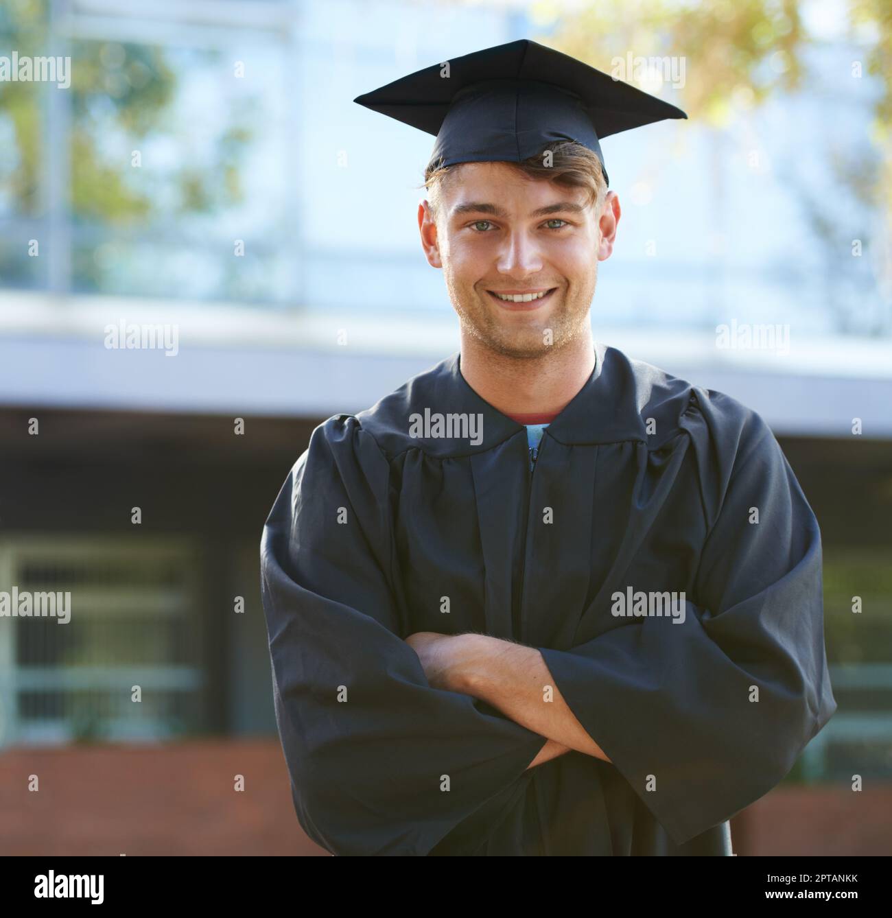 I worked hard to get to this day. Portrait of a happy college graduate ...