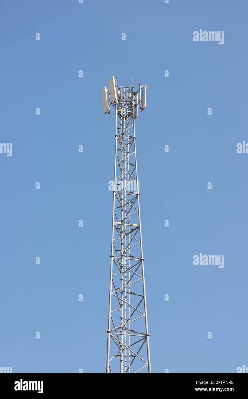 Communication transmitter tower with lots of antennas Stock Photo - Alamy