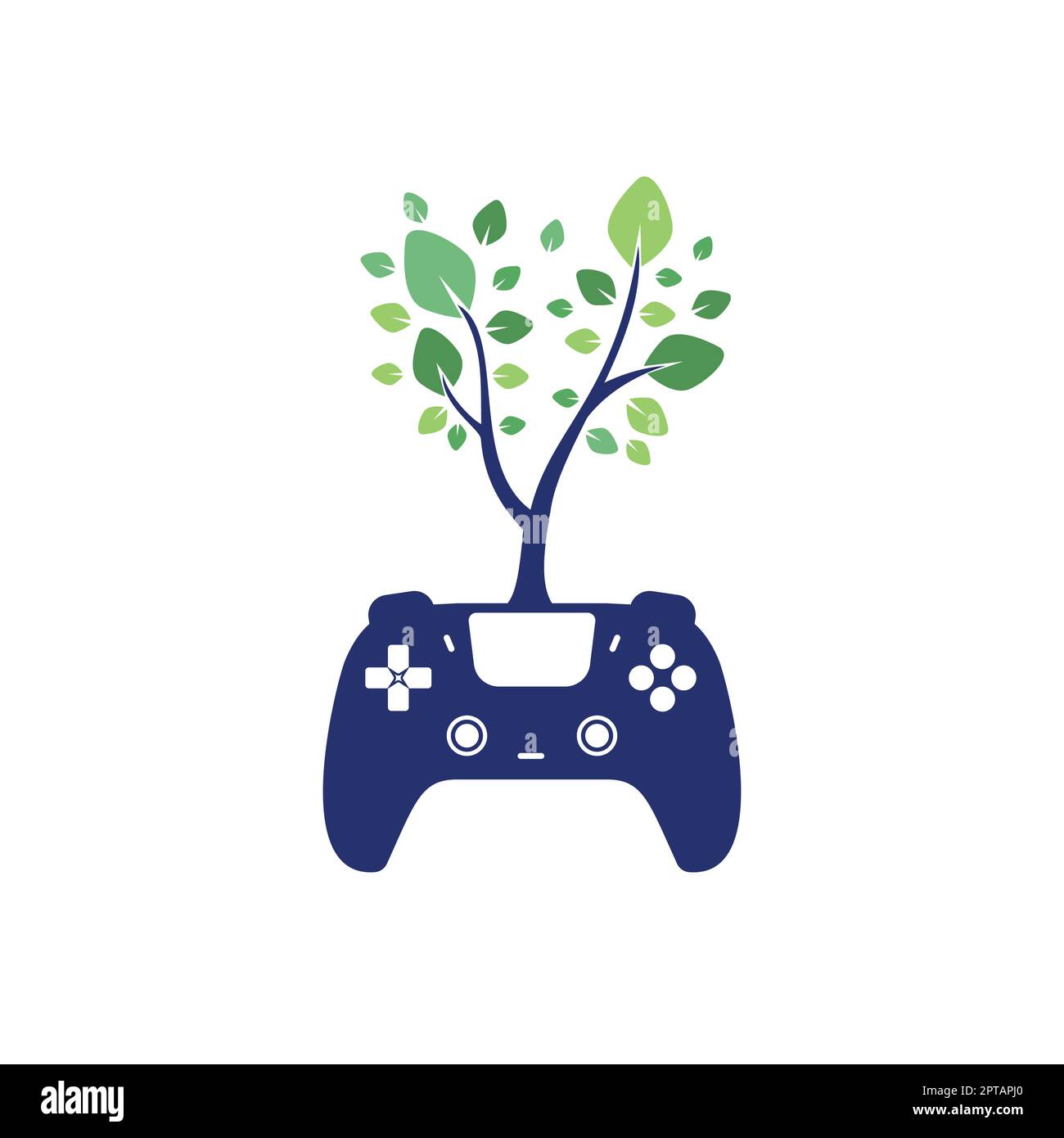 Eco game vector logo design. Green gamepad fresh leaf nature logo ...