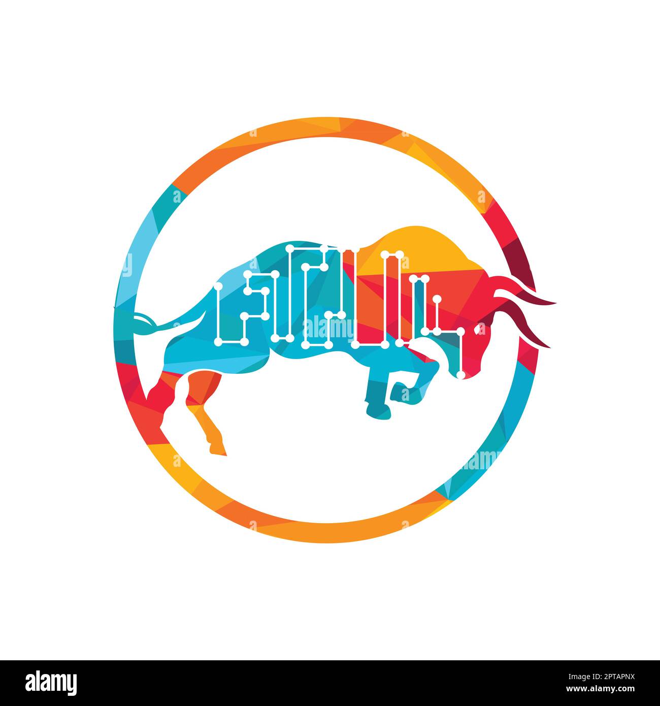 Bull tech vector logo design. Bull circuit technology logo concept ...