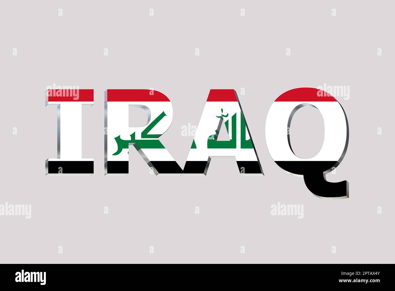 3D Flag of Iraq on a text background Stock Photo - Alamy