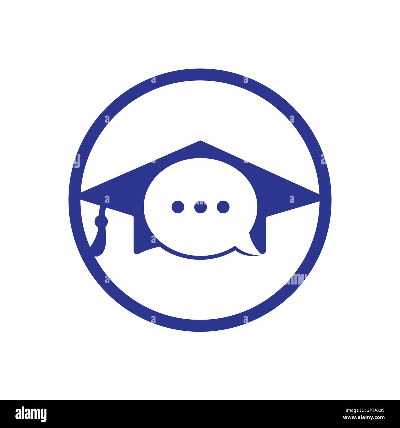 Education talk vector logo design. Graduation hat with chat bubble icon ...