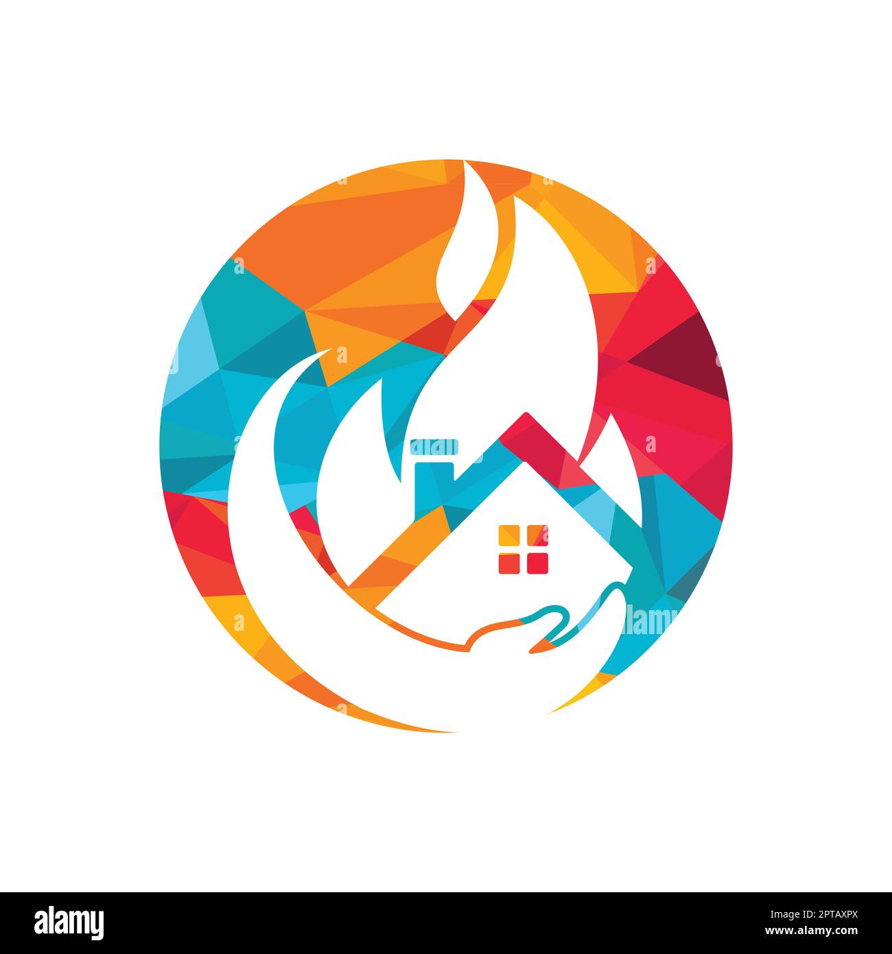 Home insurance vector logo concept. Hand with fire and home icon logo ...