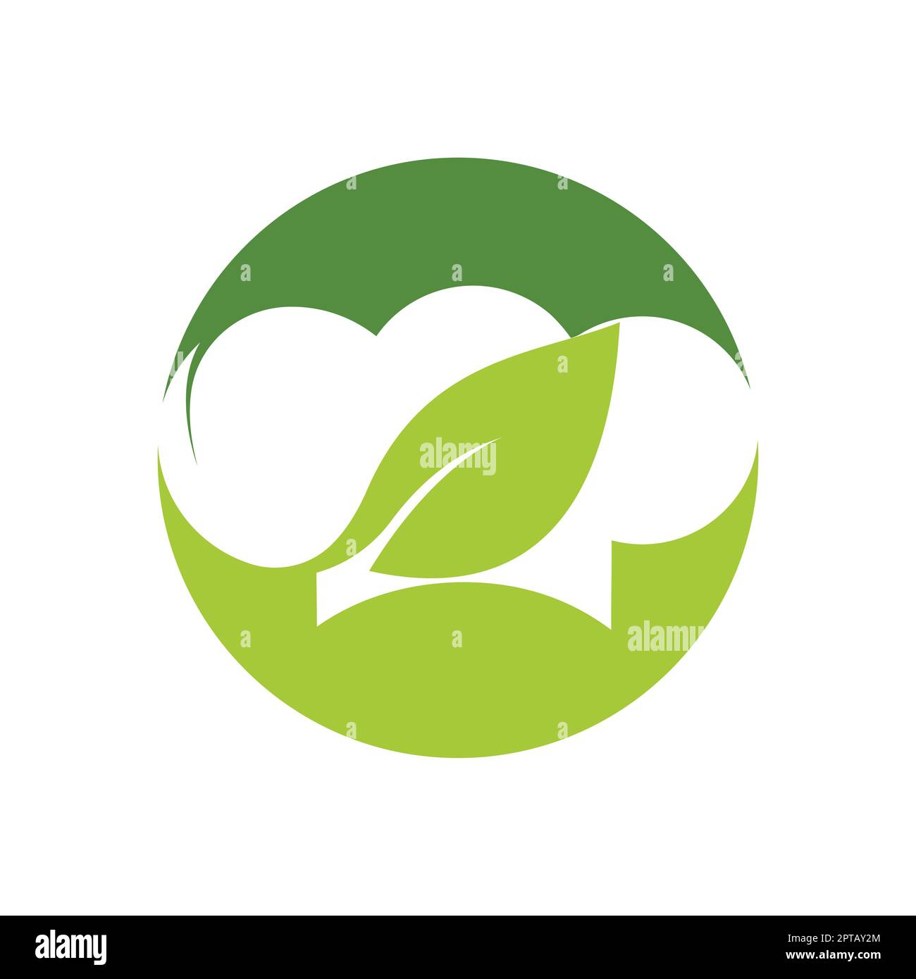 Chef hat logo with green leaf vector logo design. Organic food logo ...