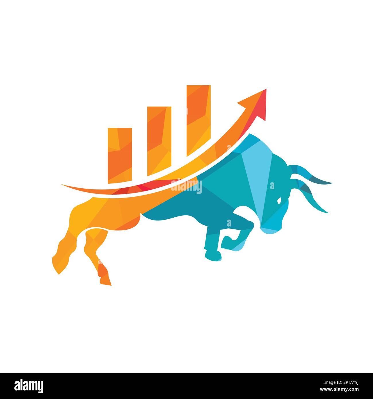 Financial bull logo design. Trade Bull Chart, finance logo. Economy ...
