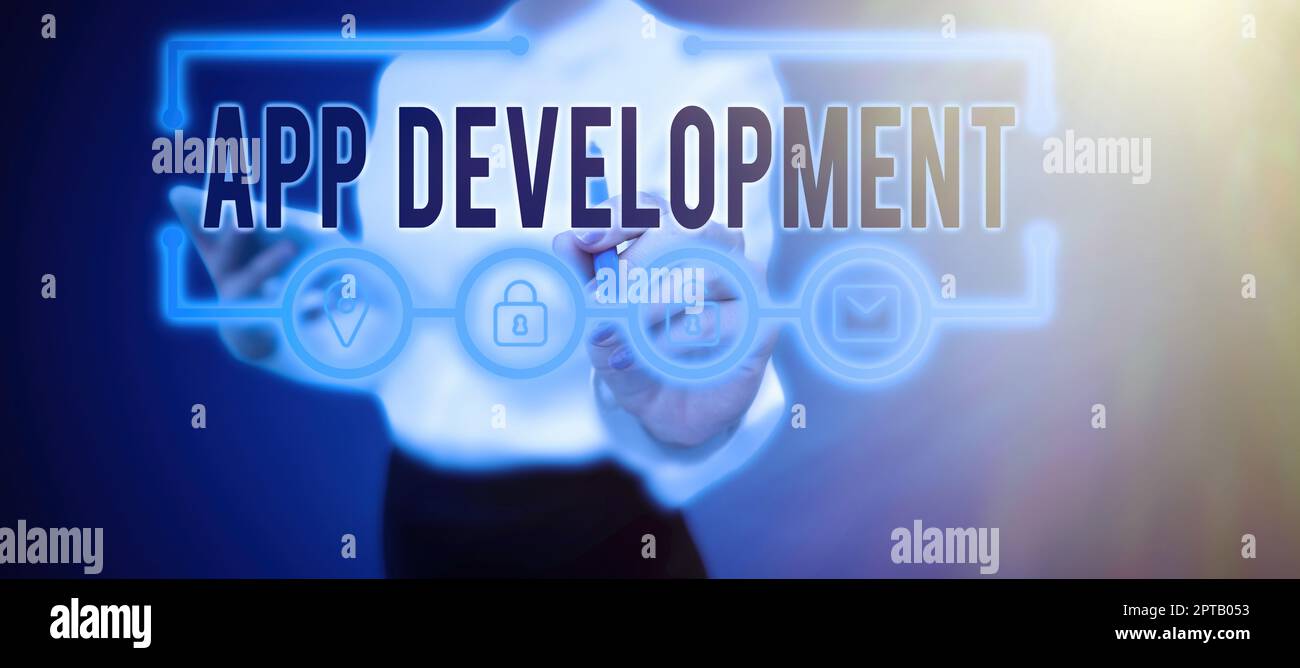 Sign displaying App DevelopmentDevelopment services for awesome mobile and web experiences, Word ...