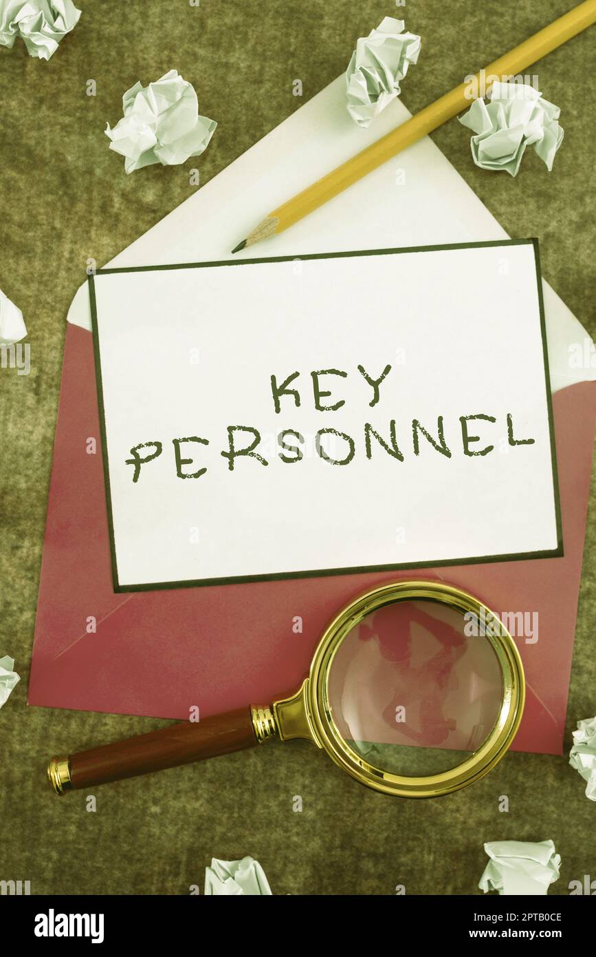 Text sign showing Key Personnel, Internet Concept Program Directors ...