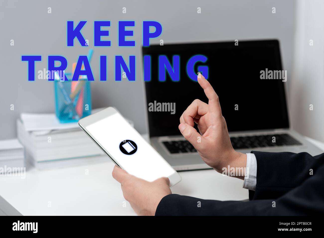 Text caption presenting Keep Training, Business approach Grounding ...