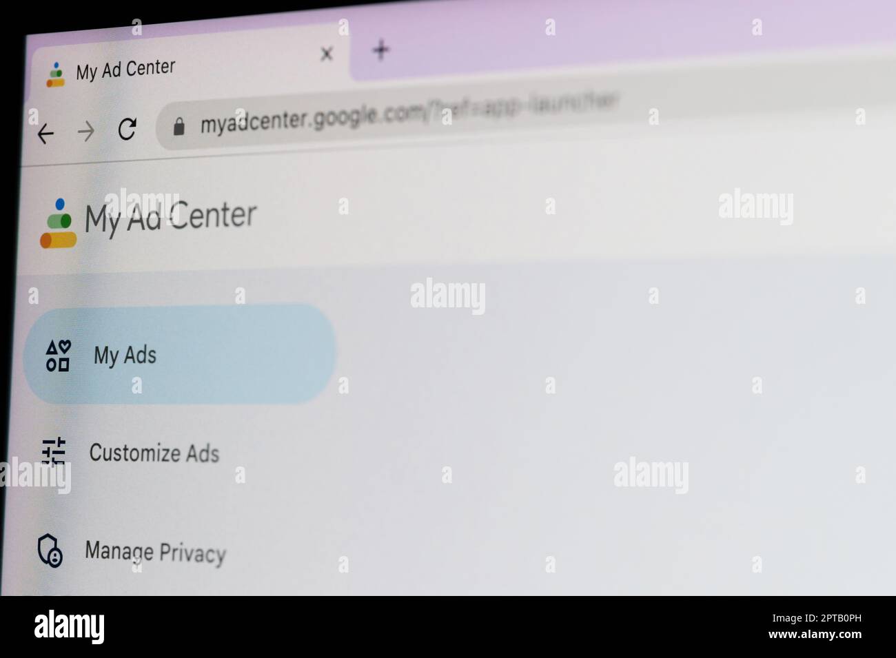 New york, USA - April 27, 2023: Google My Ad Center service on computer ...