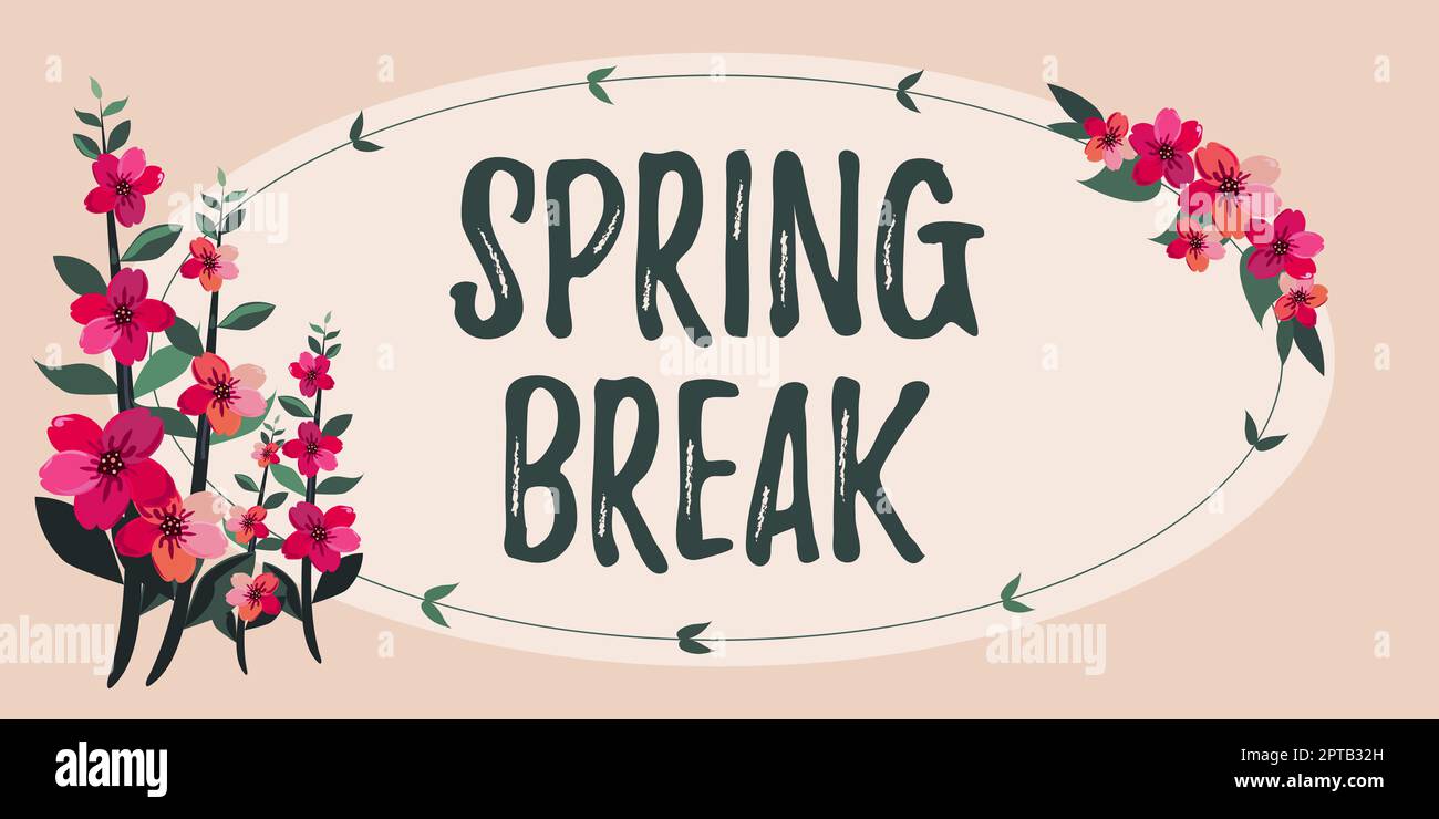 Hand writing sign Spring Break, Business overview Vacation period at ...